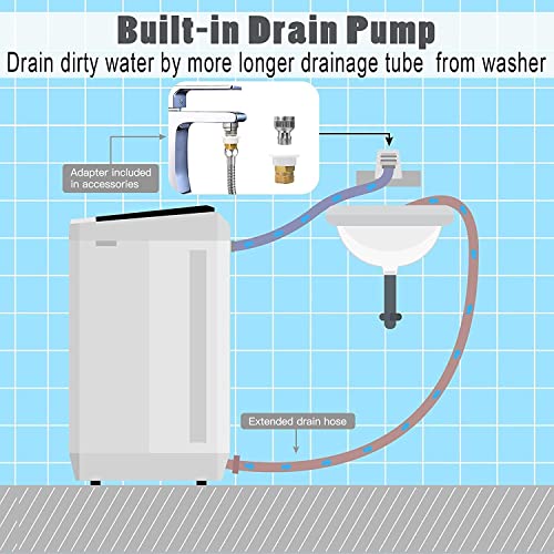 Portable Washing Machine with Drain Pump - Compact Washer 17.8 Lbs Capacity 2.4 Cu.ft - Portable Washer and Spin Dryer Combo/10 Programs and 8 Water Levels - Full-Automatic for Apartment/Dorm/RVs