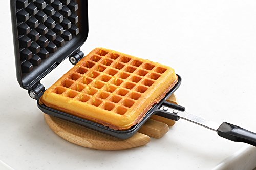 Yoshikawa SJ2275 Waffle Maker, Single, Fluorine Treatment, For Gas Stoves, Black, 13.6 x 5.6 x 1.3 inches (34.5 x 14.3 x 3.2 cm)