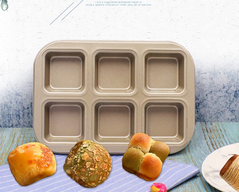 XZJMY Bun Pan,Muffin Pan,Mini Square Cake Pan,6 Cup Non-Stick Cupcake Baking Pan for Making Muffins or Cupcakes (6 cavity)