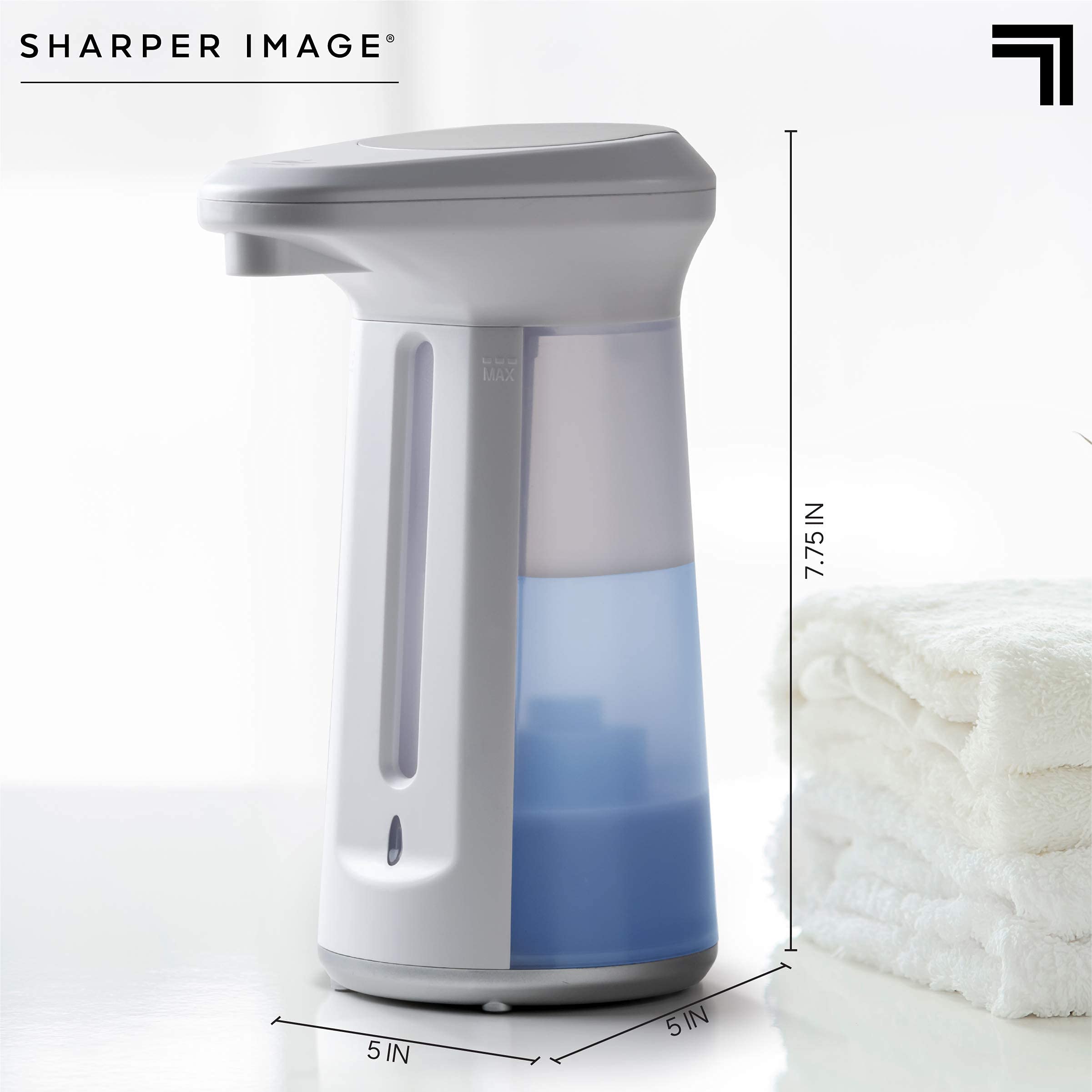 SHARPER IMAGE Touchless Soap Dispenser, Motion Activated Pump for Soap and Hand Sanitizer, Adjustable Dispensing Volume, Battery Operated Hands Free