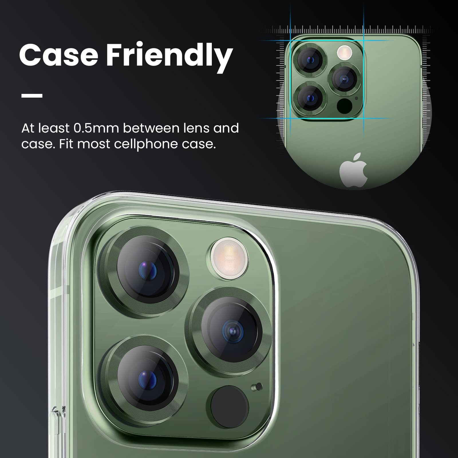 Tensea for iPhone 13 Pro - iPhone 13 Pro Max Camera Lens Protector, 9H Tempered Glass Camera Cover Screen Protector Metal Individual Ring for iPhone 13Pro 6.1 inch iPhone 13 ProMax 6.7 inch 2021