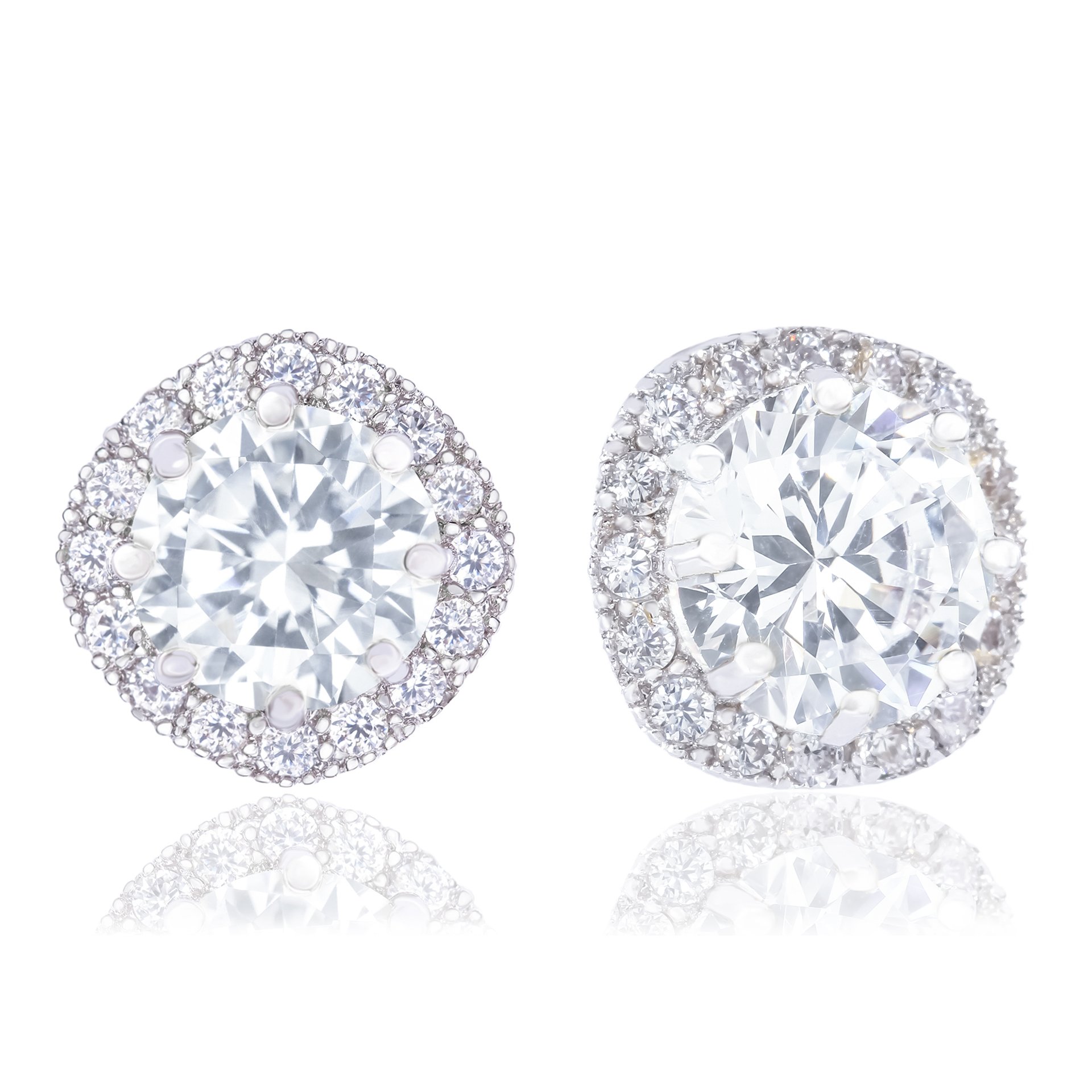 ORROUS&CO 18K Gold Plated CZ Simulated Diamond Stud Earrings for Women, Hypoallergenic, 1.9 Carat
