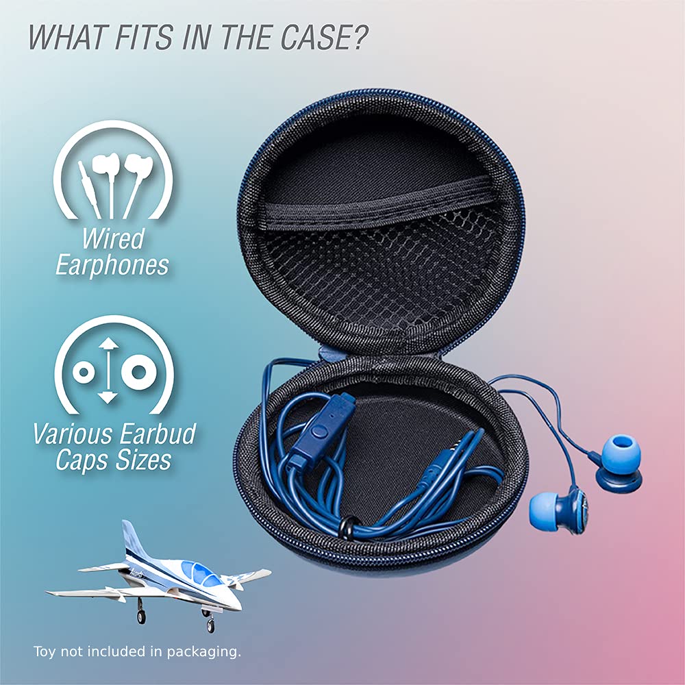 Volkano Cute Wired Earbuds for Kids - 3.5mm Output for Computer, Cell Phones, & More - in Ear Silicone Noise Isolating Child Sized Earbuds with Storage Case - (Blue) Jet Series