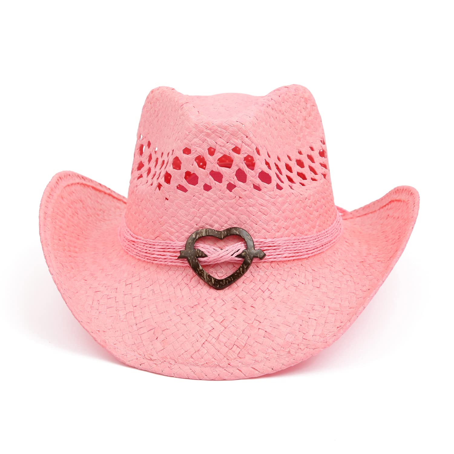 TOVOSO Straw Cowboy Hat for Women with Beaded Trim and Shapeable Brim, Abstract Stars and Stripes - White Band