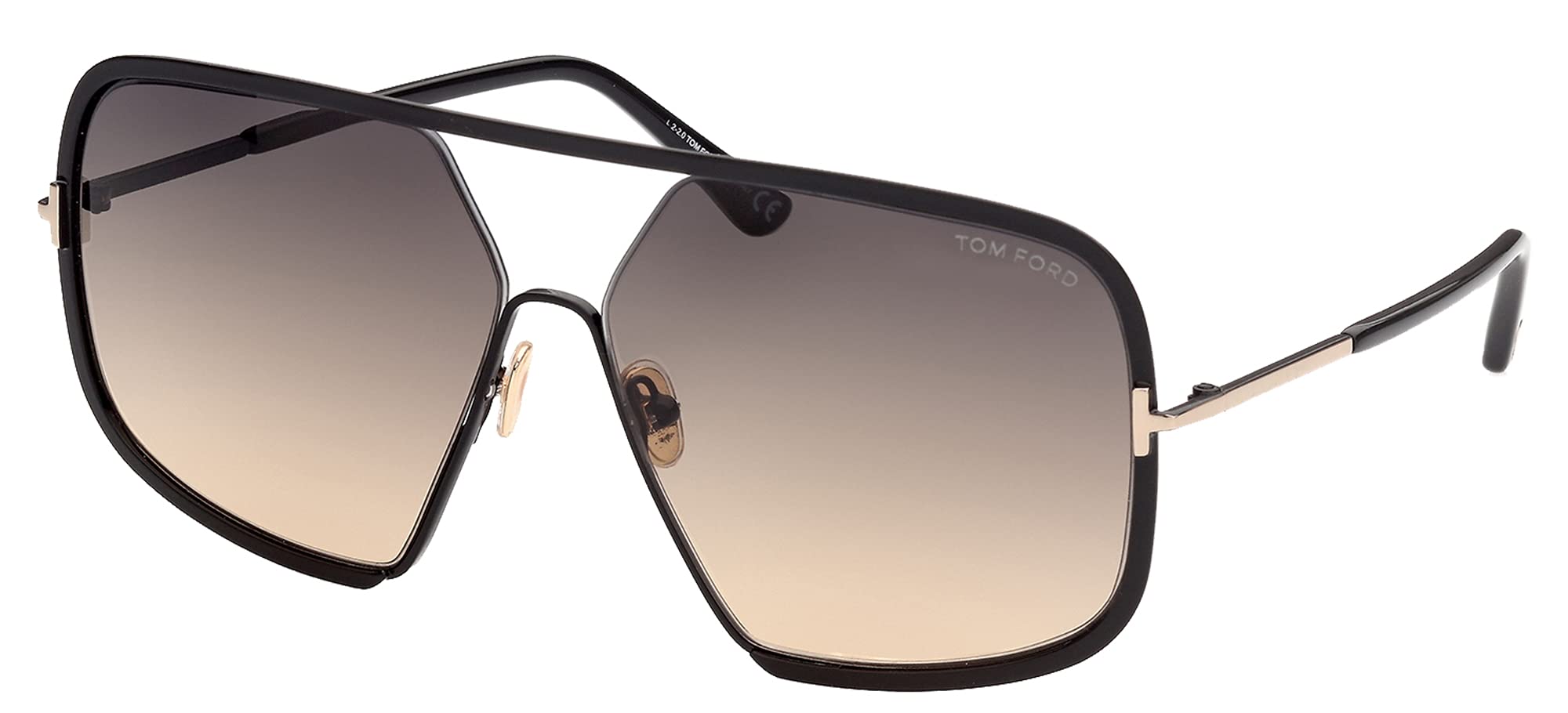 Tom Ford WARREN-02 FT 0867 Shiny Black/Grey Brown Shaded 63/12/135 unisex Sunglasses