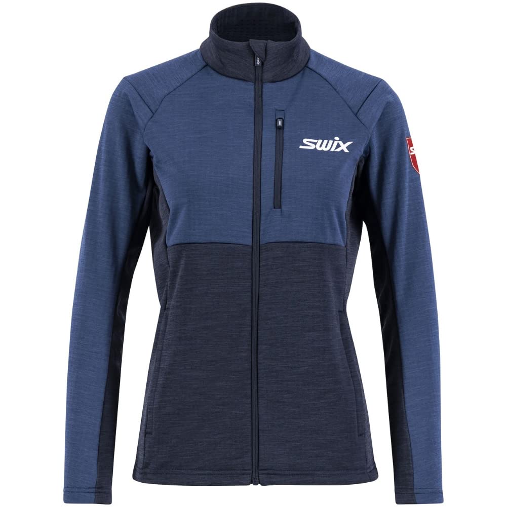 Swix Women's Medium-Weight Flexible Training Cross-Country Skiing Infinity Midlayer Jacket, Lake Blue, Small