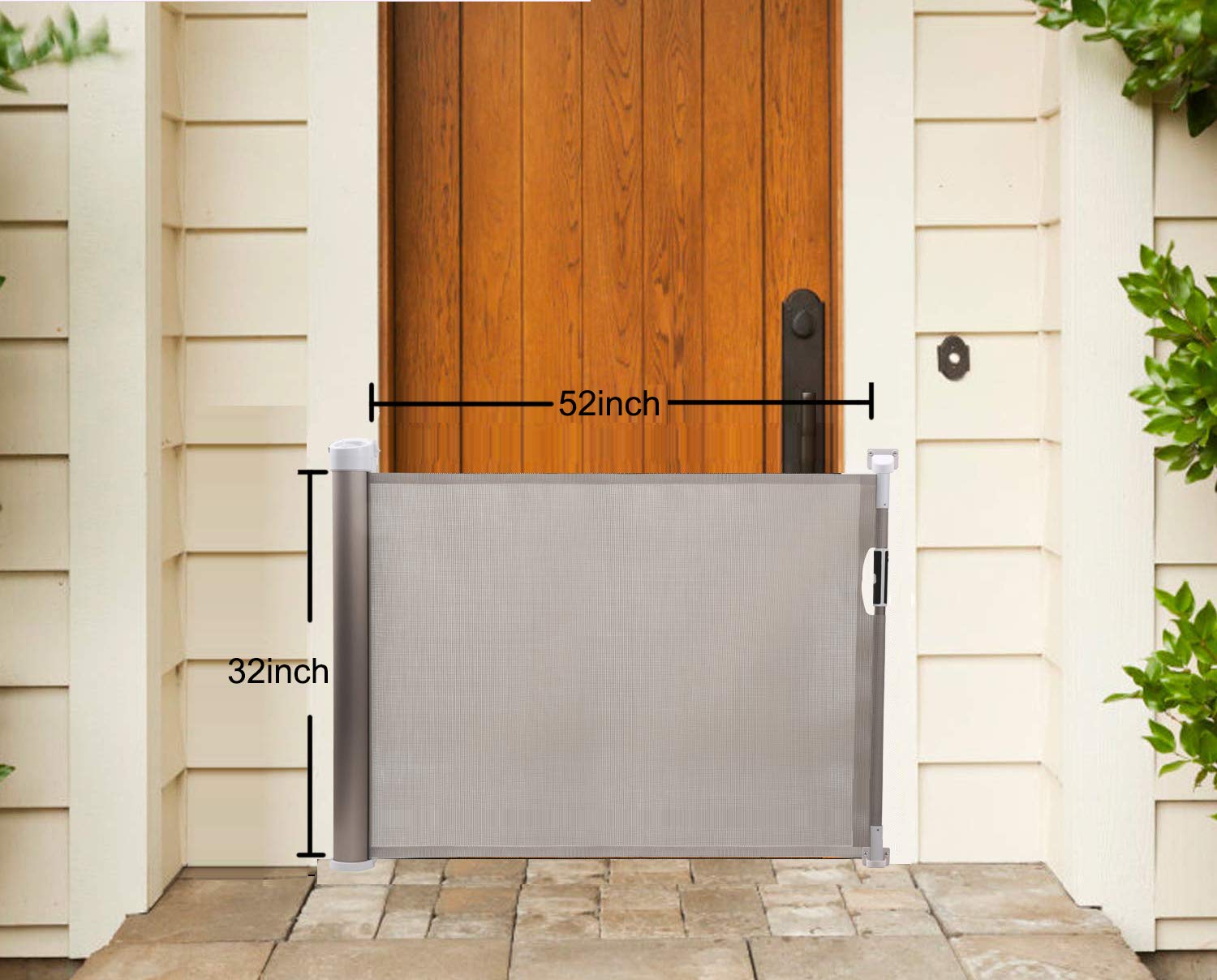 Retractable Baby Gate Support Three Directions 52 INCH Wide Mesh Safety Gate with Easy Latch and Flexible Design for Stairs, Doors,Most Spaces