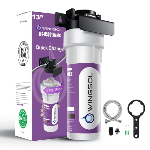 WINGSOL Under Sink Water Filter NSF/ANSI 42, Reduce 99.99% Chlorine, PFAS, PFOA/PFOS, Bad Taste & Odor, Sediment, Quick Change, Life Indication, 6K-Gallon Multi-Stage Water Filtration System,USA Tech