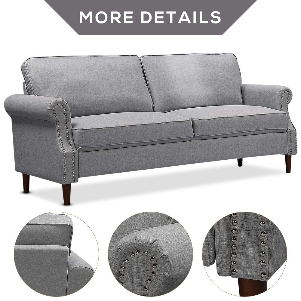 Recaceik 2 Piece Living Room Sofa Set Morden Style Couch Furniture Upholstered Sectional Loveseat for Office, Home (Gray)