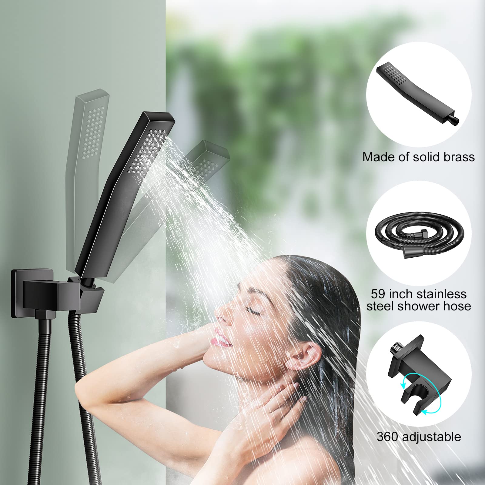 NERDON Shower System, 12 Inch Polish Chrome Luxury Rain Shower Head with Handheld Combo Set, Wall Mounted High Pressure Dual Shower Head System, Bathroom Shower Faucet set with Valve Body and Trim