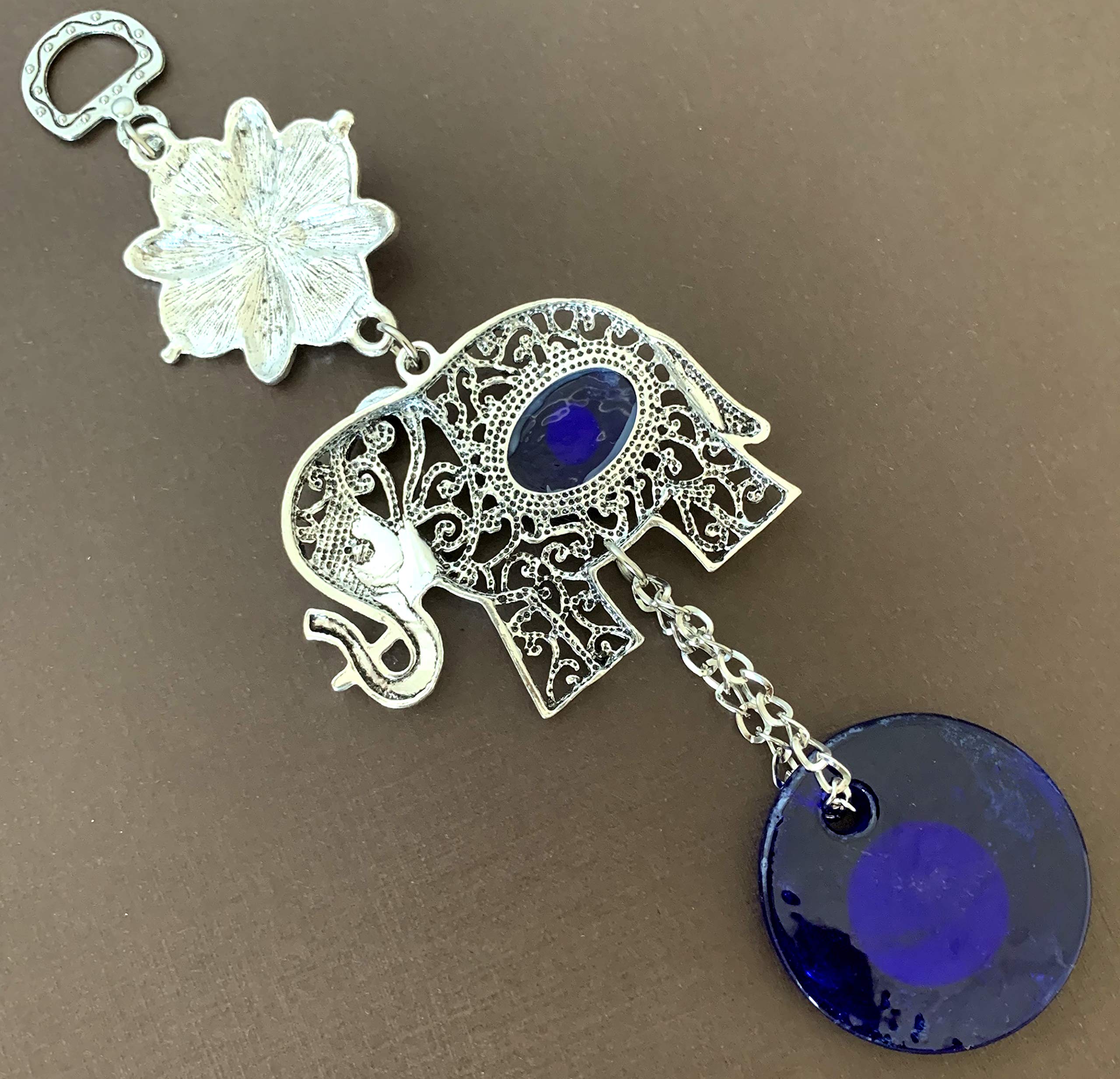 Retro Design Turkish Blue Evil Eye with Lucky Elephant Amulet Home Office Hanging Ornament Blessing Gift -CL08