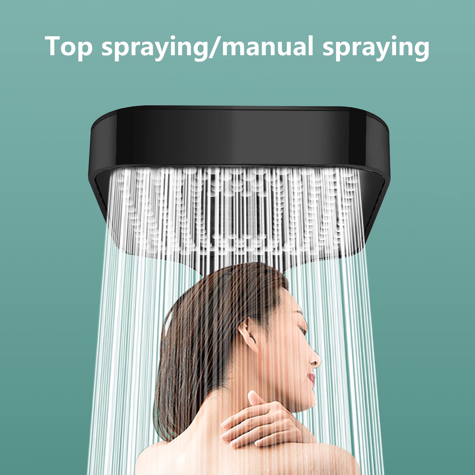 Sentmoon Shower Head, High-Pressure Handheld Shower head - Hard Water High Pressure 4 Spray Modes for the elderly, children, Adjustable Replacement for home, Gym,Bathroom Shower Heads(Quadrate)
