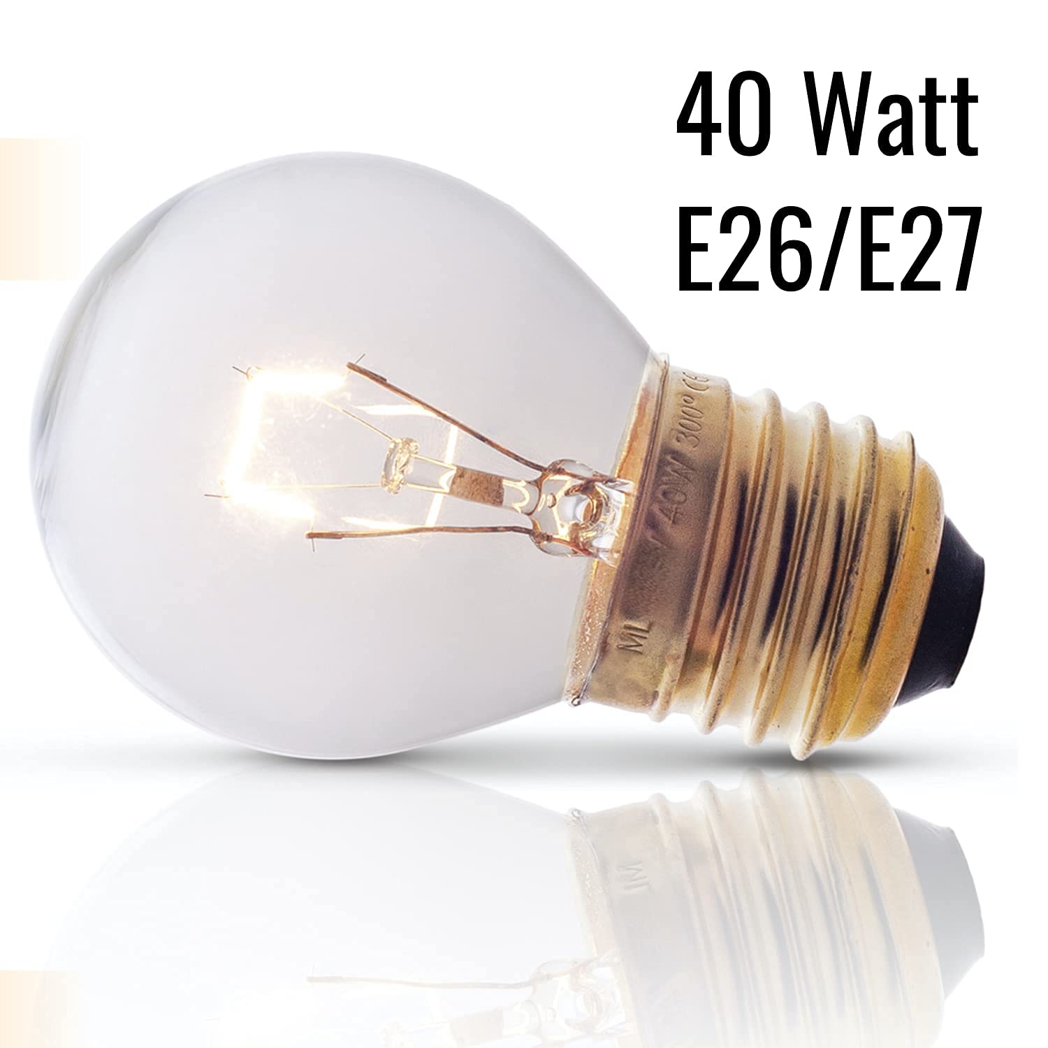 Oven Light Bulbs β 40 Watt Appliance Replacement Bulbs for Oven, Stove, Refrigerator, Microwave. High Temp G45 E26/E27 Socket. Standard Lead-Free Base - 400 Lumens β Warm White. 4 Pack