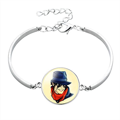 XCFS 5 Pack/Set The Michael Jacson Merchandise Round Charm Multilayer Woven MJ Bracelets 925 Silver Plated Dancing King MJ Collection Link Bracelet Commemorative Memorial Gifts For Fans