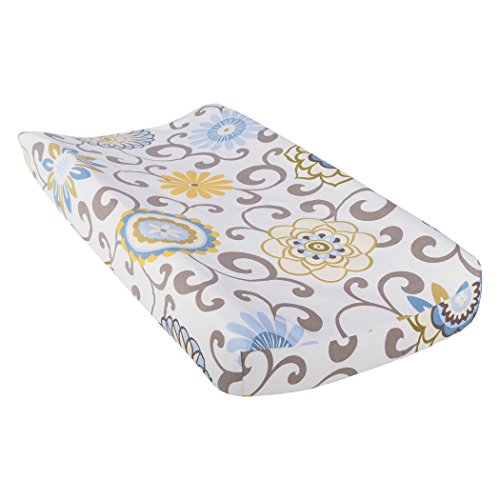 Trend Lab Waverly Baby Pom Pom Spa Changing Pad Cover, Blue/Cream/Green/Gray