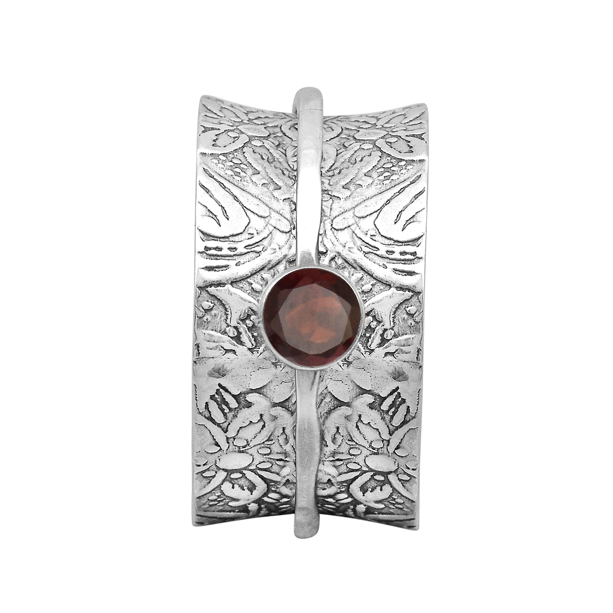 Spinner Ring !! Garnet Gemstone Single spinning Band Ring, Anxiety Ring, Meditation Ring, Worry Band 925 Sterling Silver Band (8)
