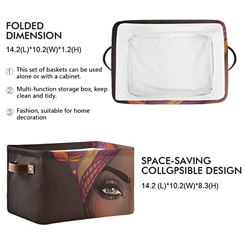 senya African American Woman(6) Storage Basket Storage Bin Storage Cube Box Durable Canvas Basket Organizer with Handles for Shelf Closet Bedroom Home Office