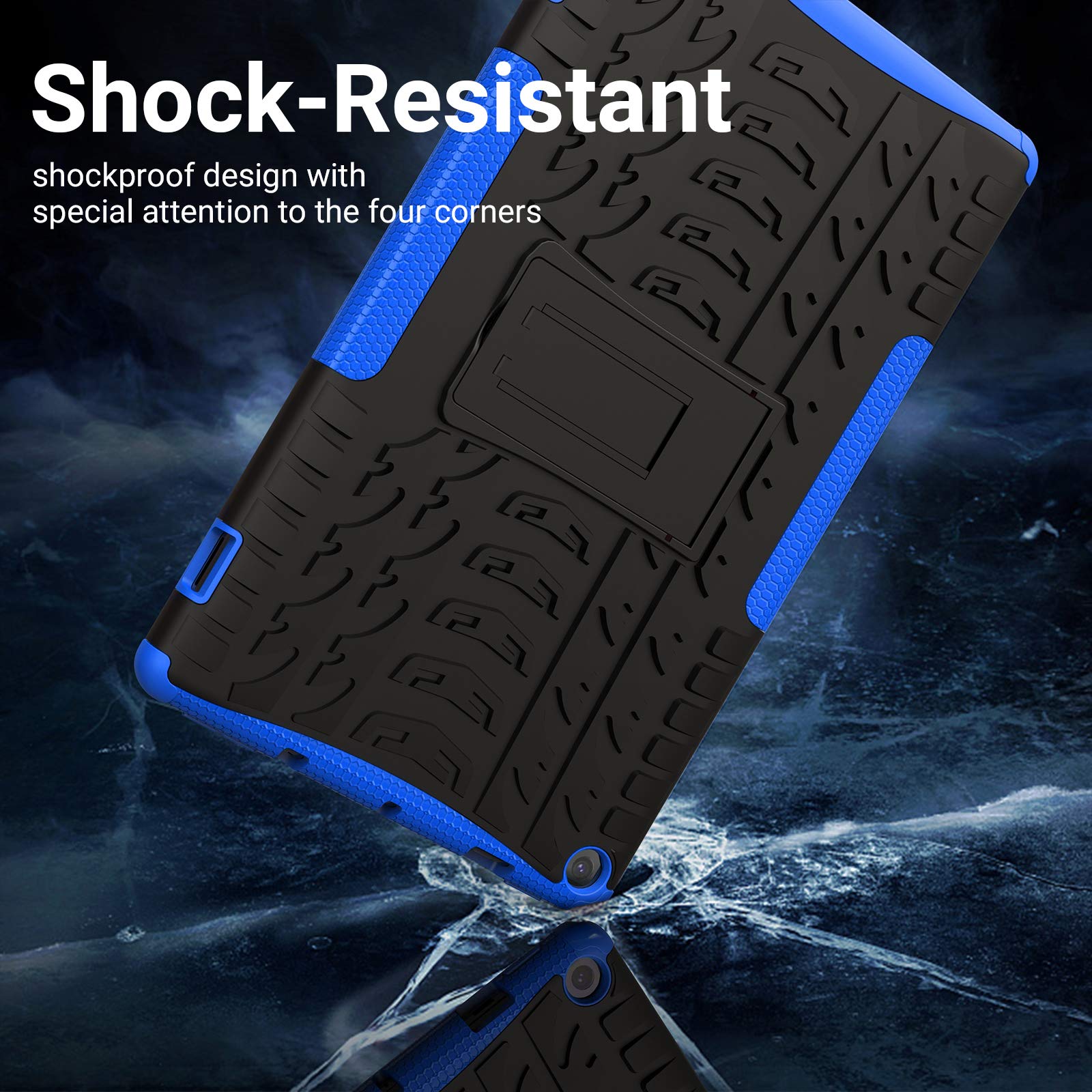 ROISKIN for Amazon Fire HD 10 Tablet Case (2019/2017 Released 9th/7th Generation), [Kickstand Feature] Dual Layer Heavy Duty Shockproof Impact Resistance Protective Case for Kindle Fire HD 10,Blue