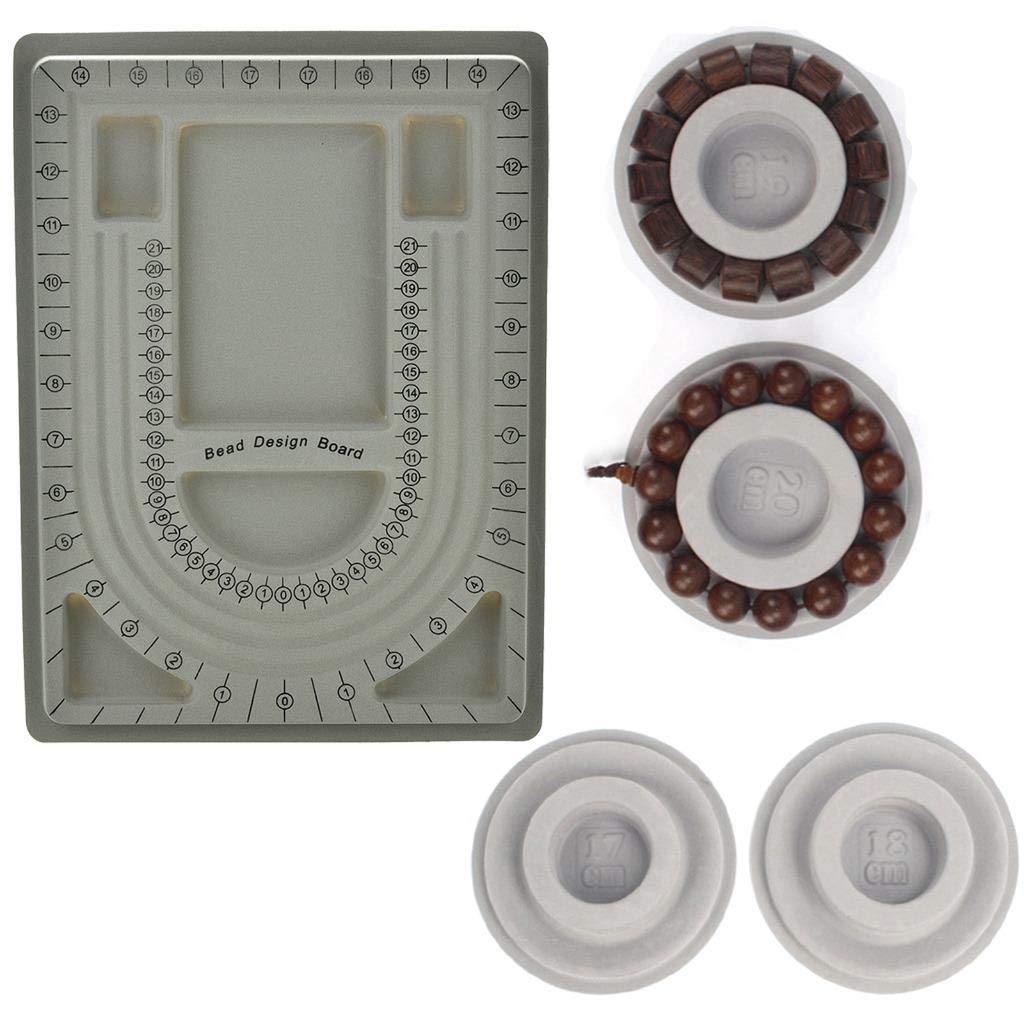 Qingsi 5 Pcs Various Sized Bead Design Board Bracelet Design Board Flocked Bead Board Necklace Beading Jewelry Organizer Tray DIY Jewelry Making Tray