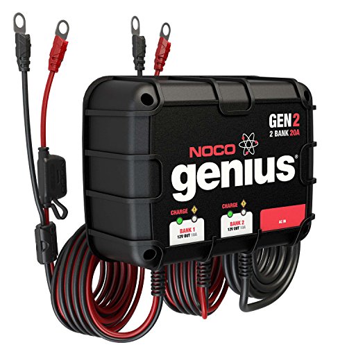 NOCO Genius GEN2, 2-Bank, 20-Amp (10-Amp Per Bank) Fully-Automatic Smart Marine Charger, 12V Onboard Battery Charger and Battery Maintainer