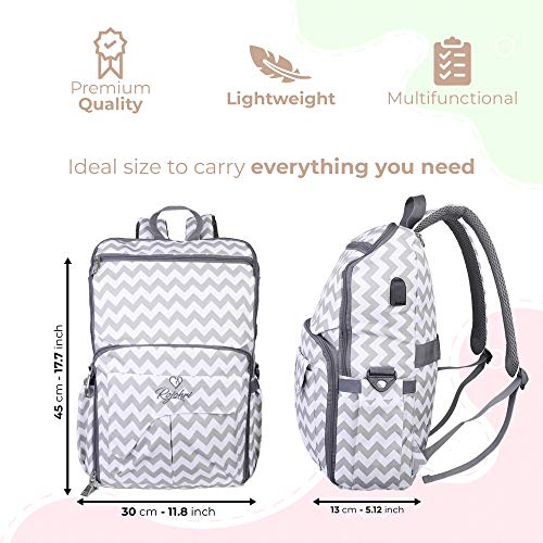Rojohri Large Waterproof Diaper Bag,Unisex Baby Bag with Compartment Organizers,Insulated Pockets and USB port