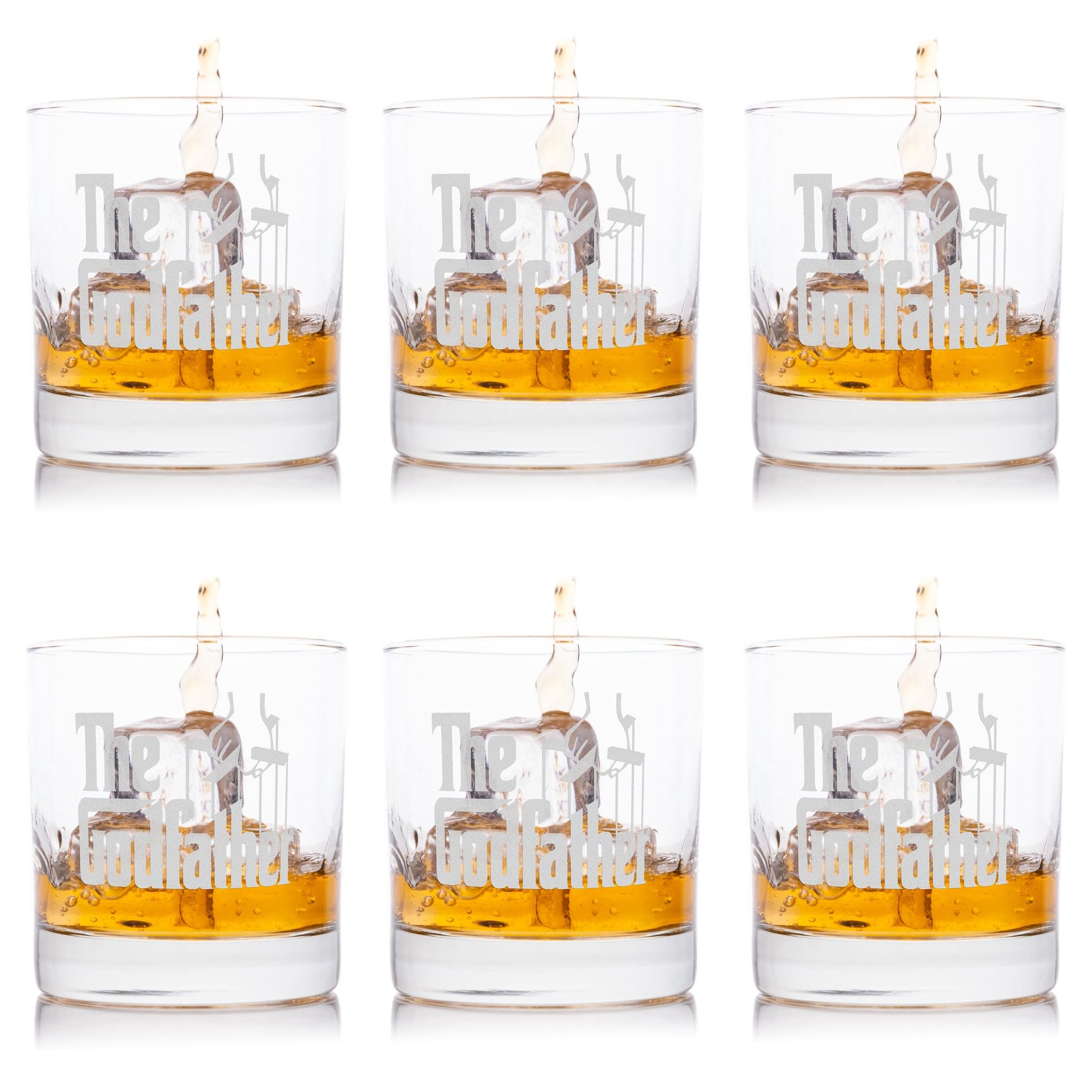 The Godfather Etched Whiskey Glass Set - with Logo & 6 Unique Quotes - Officially Licensed, Premium Quality, Handcrafted Glassware, 11 oz. A Perfect Collectible Rocks Glass Set