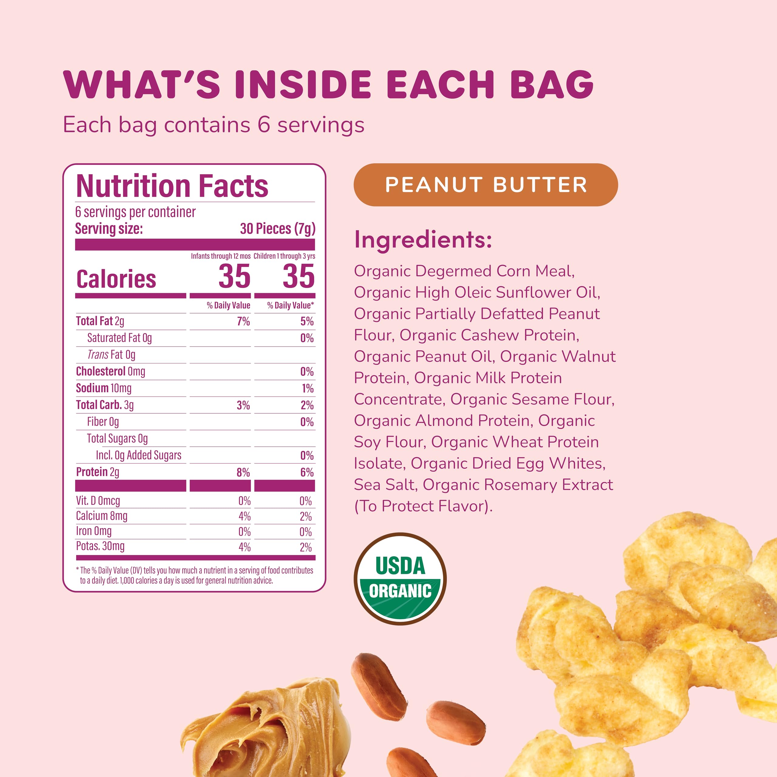 Ready Set Food Organic Puffs – Early Allergen Introduction Snack Puffs w/ 9 Top Allergens: Organic Peanuts, Cashew, Egg & More, No Added Sugar, Babies 8+ Months (AC & PB, 2-Pk)