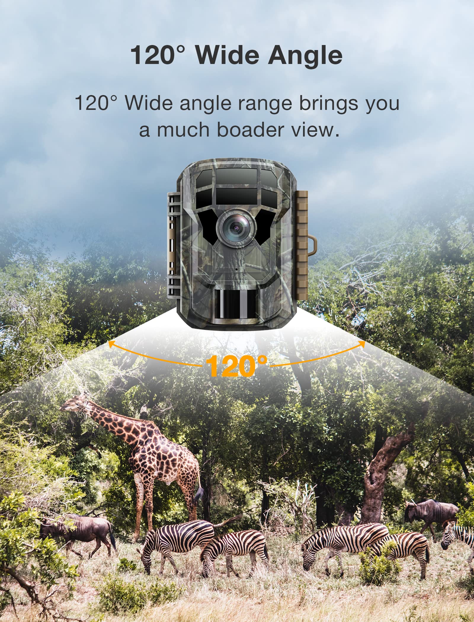 VOOPEAK Mini Trail Camera 2024 Upgrade 36MP 2K Small Hunting Game Camera with Night Vision Motion Activated IP66 Waterproof, 120° Wide-Angle Trail Cam Small for Wildlife Scouting