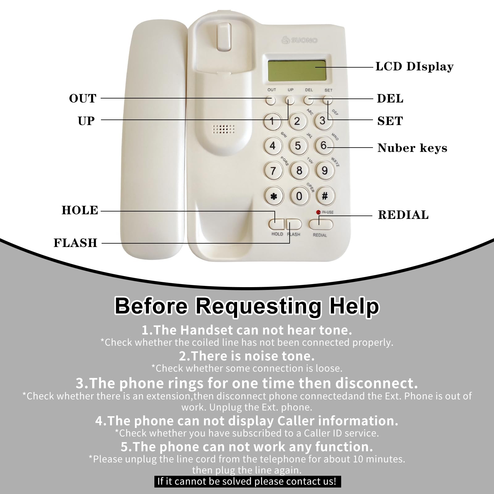 Wired Telephone, Desktop Telephone, Fixed Telephone, Caller ID Telephone, Front Desk Home Office with Call Display and Other Multi Scene Telephone Sets (White)