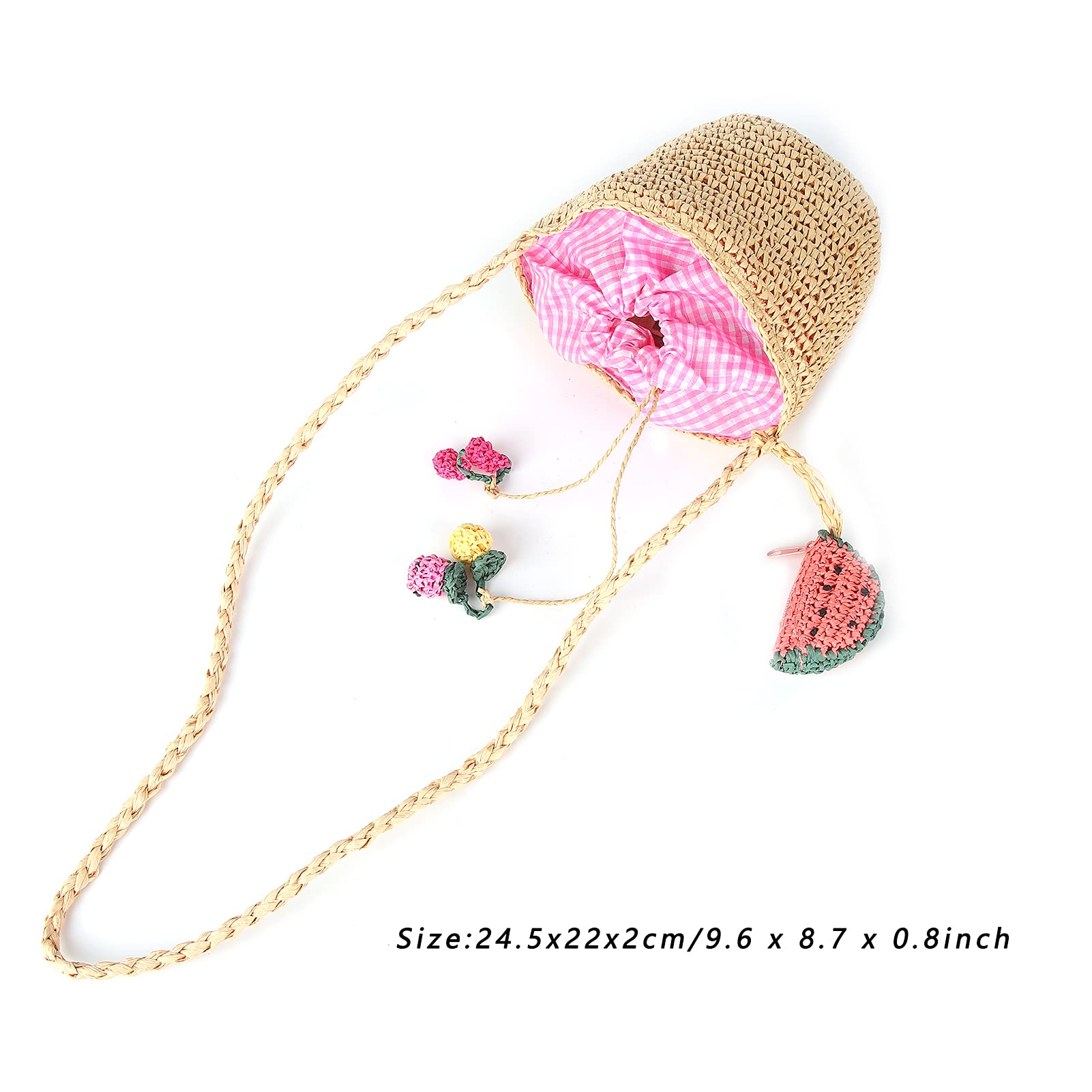 Straw Beach Bags with Small Coin Purse Women Woven Handbag Single Shoulder Cute Tote Decoration Suitable for Summer Seaside Vacation