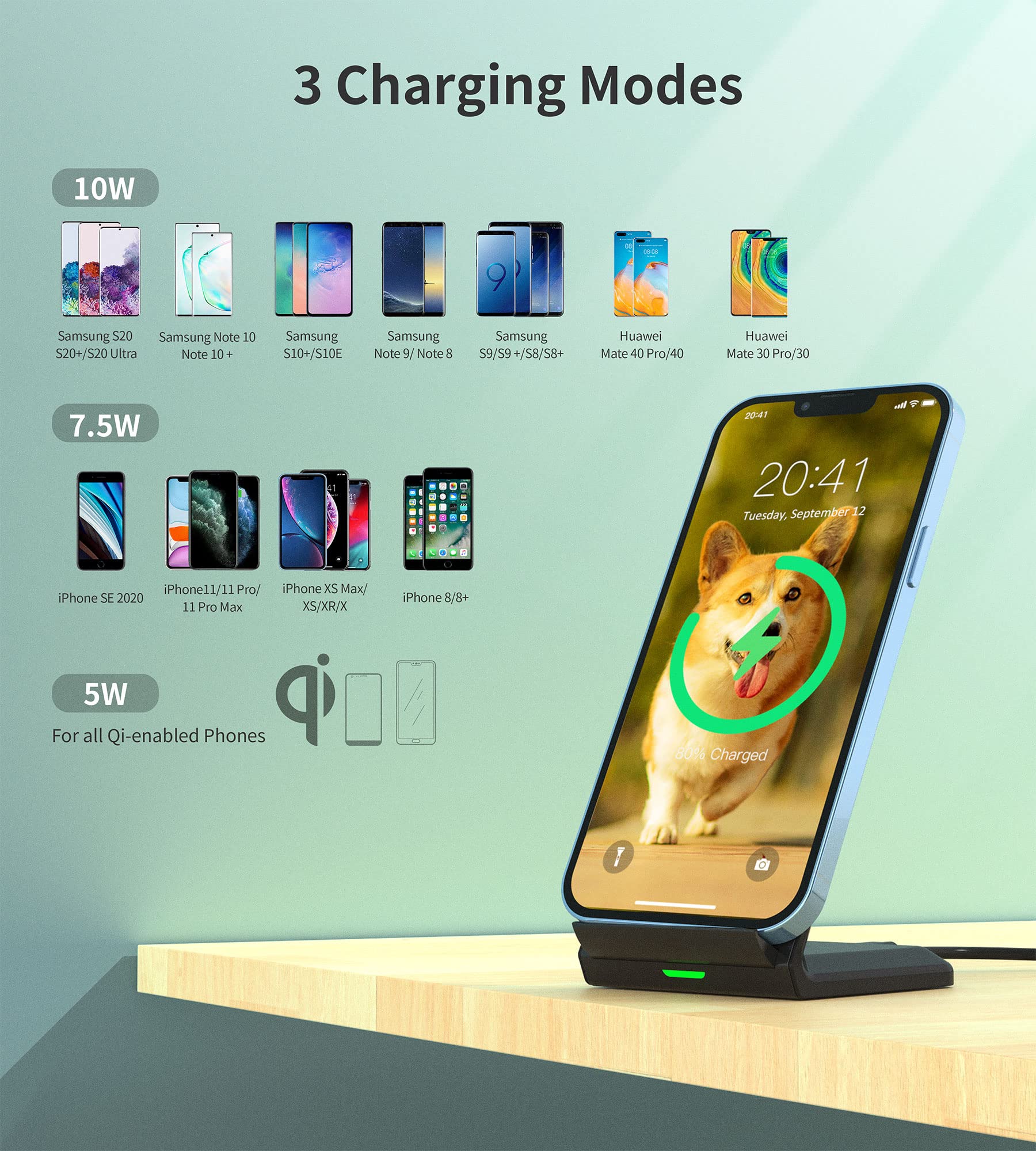 Wireless Charger, [2 Pack] Qi-Certified 10W Max Fast Wireless Charging Stand Compatible with iPhone 14/13/12/12 Pro/11 Pro Max/SE 2020/XR/XS, Galaxy S22/S22 Ultra/S21/S20/S10 Plus(No AC Adapter)