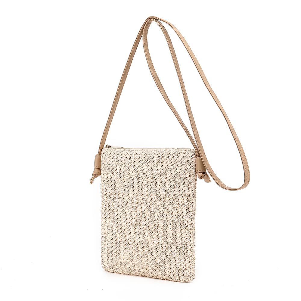 Straw Purses for Women, Cute Summer Straw Crossbody Bags, Small Straw Handbag Beach Purse for Vacation (Light Brown)