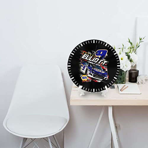 RATRIG Chase Elliott 9 10 in Round Wall Clock Silent Non Ticking Home Office Classroom School Decor Bedroom Bathroom Modern Simple Style