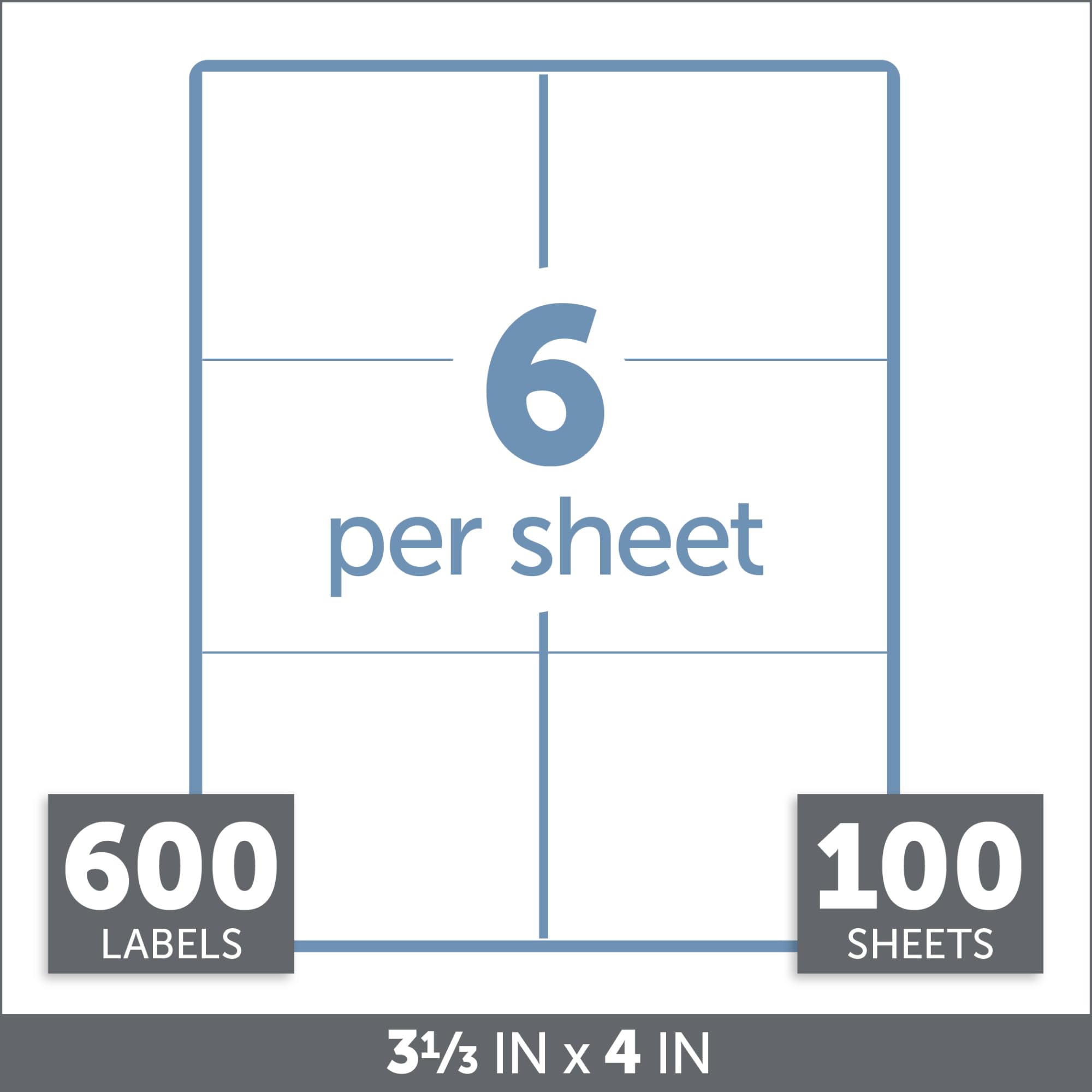 Office Depot White Inkjet/Laser Shipping Labels, 3 1/3in. x 4in., Box of 600, 505-O004-0010