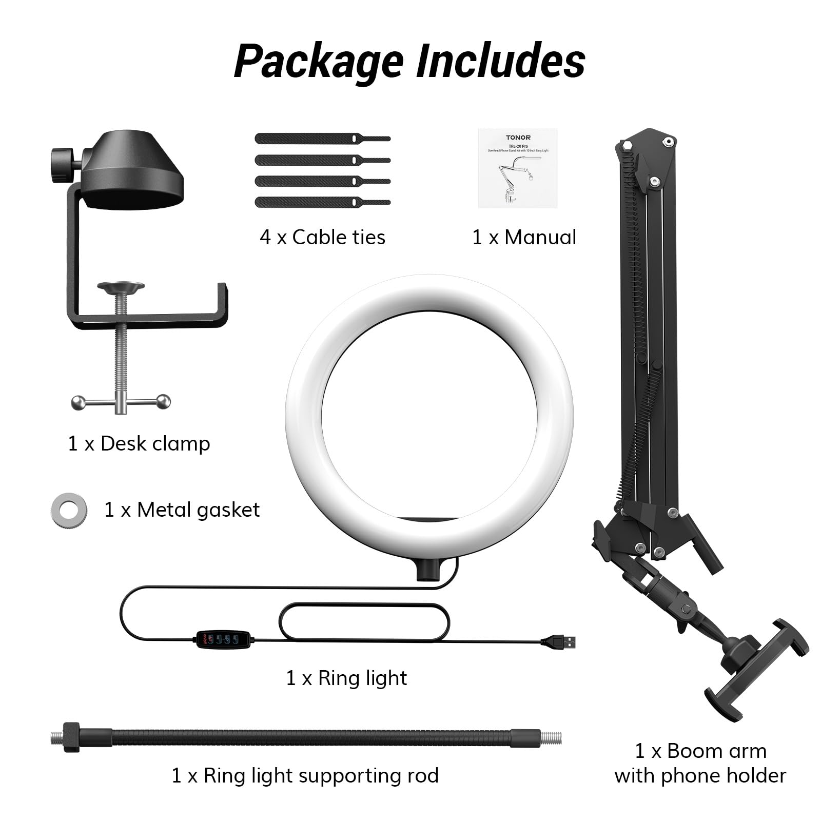TONOR 12" Large Ring Light with Stand and Phone Holder,LED Selfie Ring Light with Tripod Stand for Phone, Dimmable Circle Ligh with Bluetooth Remote for Tiktok/YouTube/Makeup/Photography/Vlog TRL-20