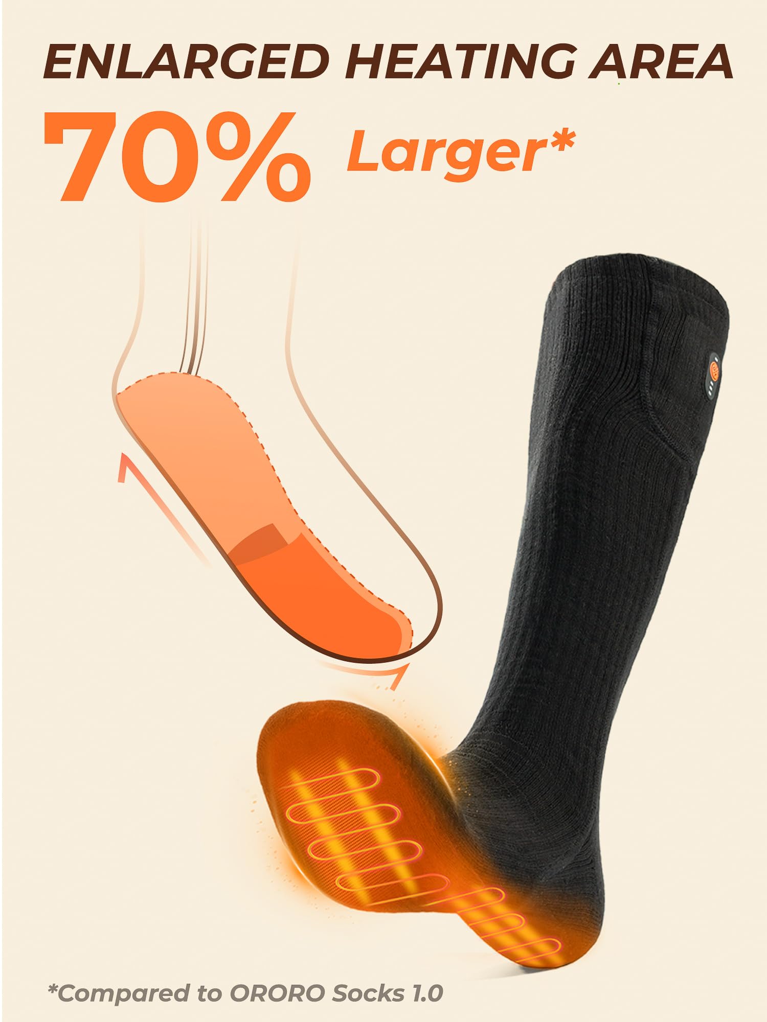 ORORO Heated Socks for Men Women, Rechargeable Electric Socks for Cold Feet(Black,S)