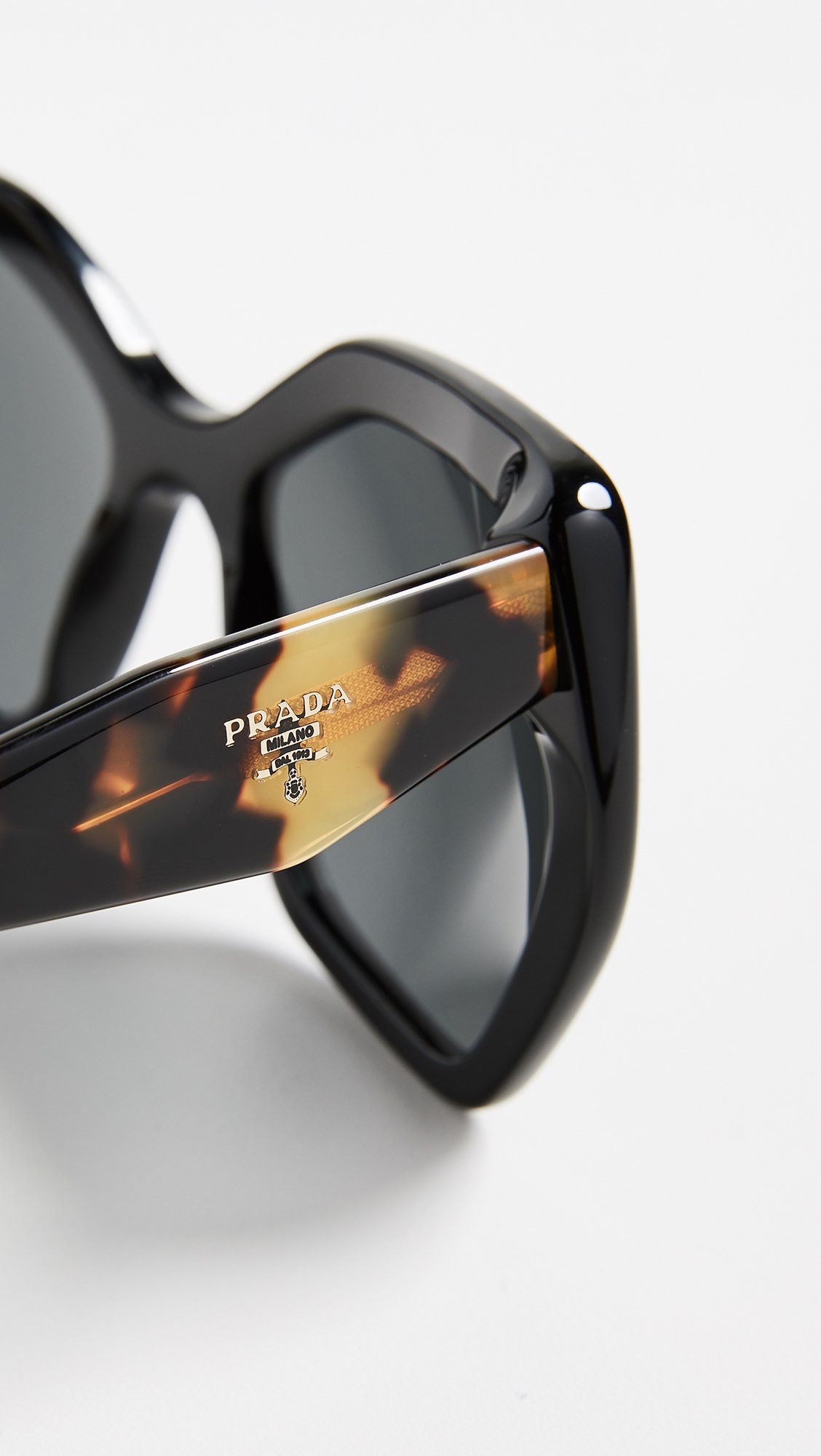 Prada Heritage PR 16RS 1AB5S0 Black Plastic Butterfly Sunglasses Grey Lens