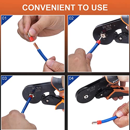 Wire Ferrule Crimping Tool, Preciva AWG 28-5 (0.08-16mm²) Square Jaw Wire Crimping Pliers Self-Adjustable Ratchet Ferrule Terminals Crimper for Wire Terminals Cables End-sleeves