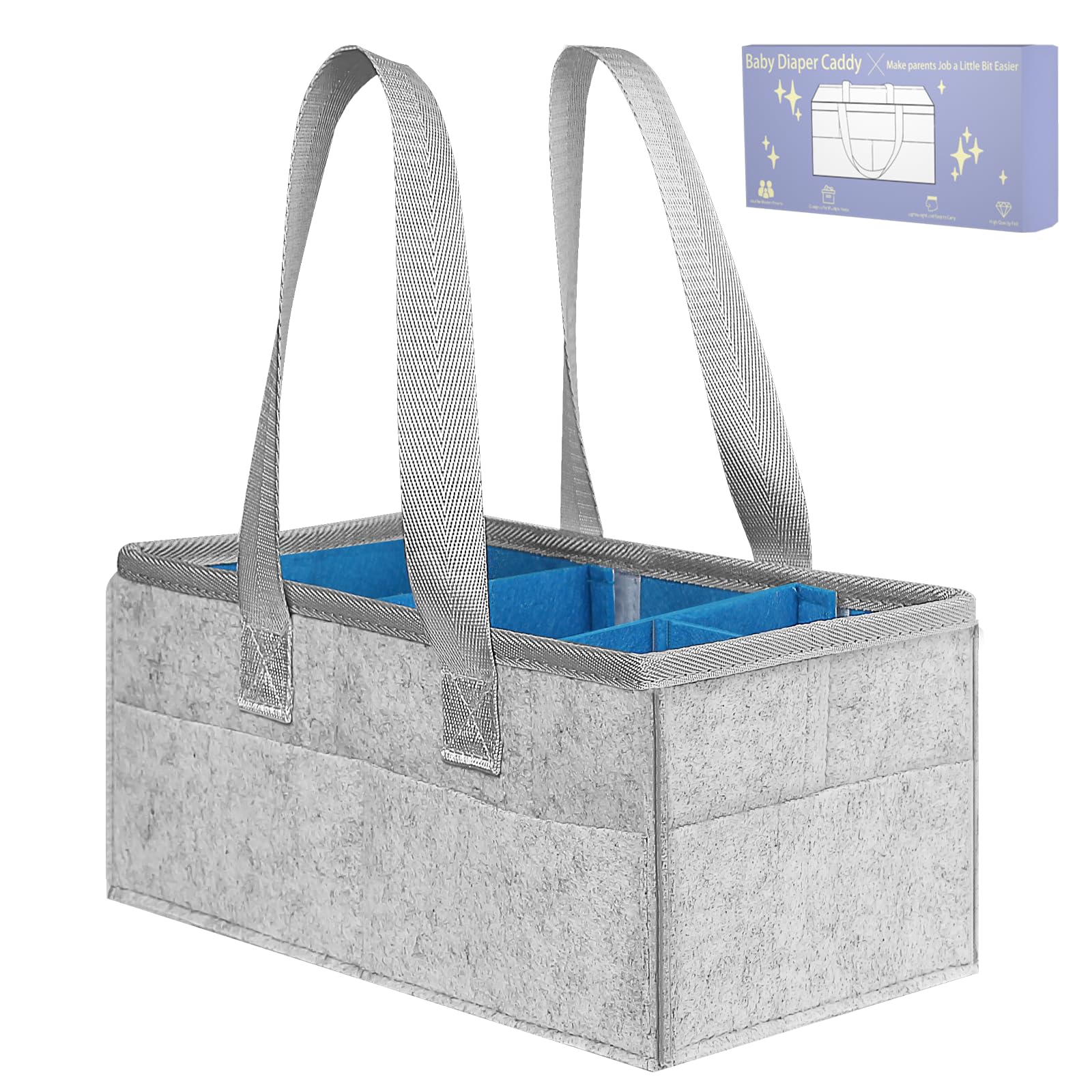 Samplife Baby Diaper Caddy Organizer,Portable Diaper Caddy for Newborn Baby Essentials With Handle, Travel Diaper Caddies for Changing Table Tote Bag Collapsible Nursery Storage Bin Basket
