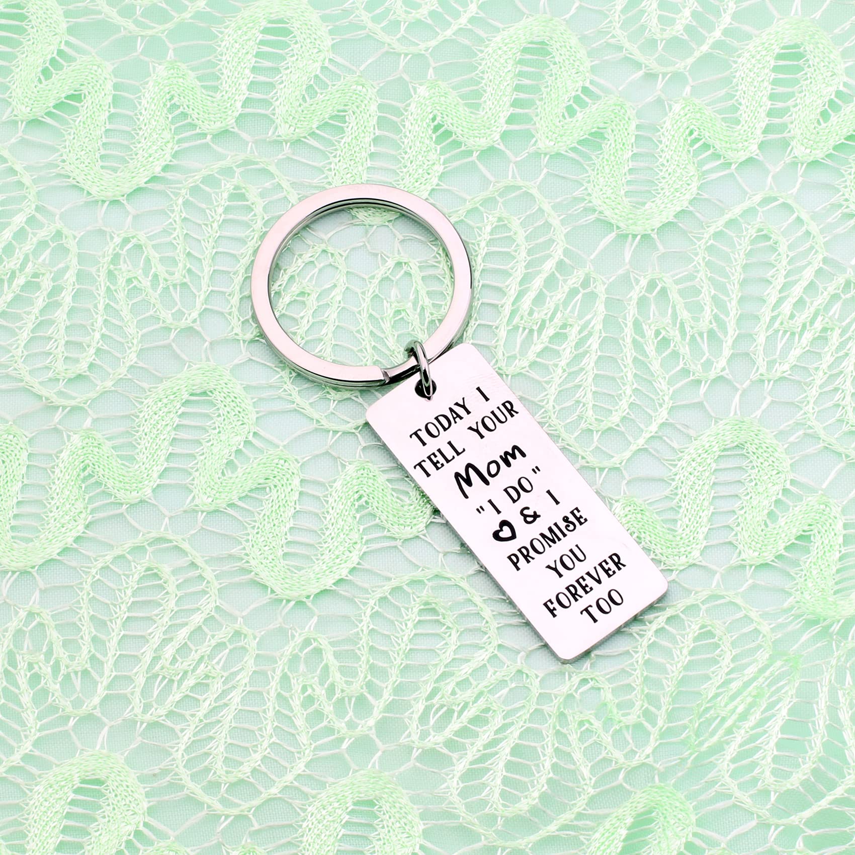 Step Family Gifts Stepchild Stepdaughter Step Son Wedding Gift Today I Tell Your Dad Mom I Do Necklace Keychain(Keychain)