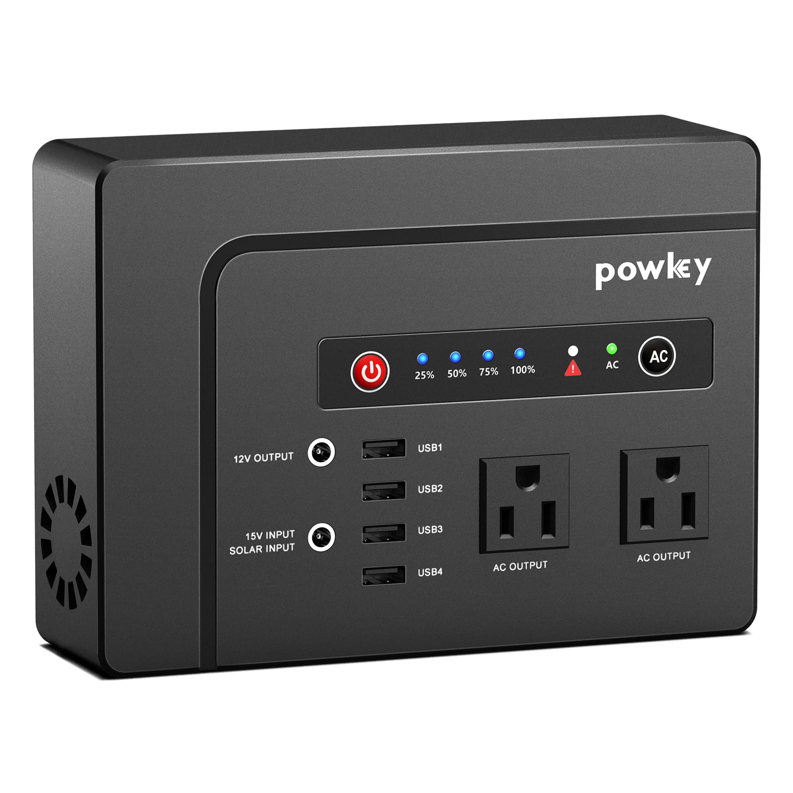 Powkey Portable Power Station 200W, 146Wh Portable Solar Generator Battery Pack with 2 Pure Sine Wave AC Outlets/4 USB A/1 DC Port, Lithium Battery Backup Power Supply for Camping Travel Outdoor Home