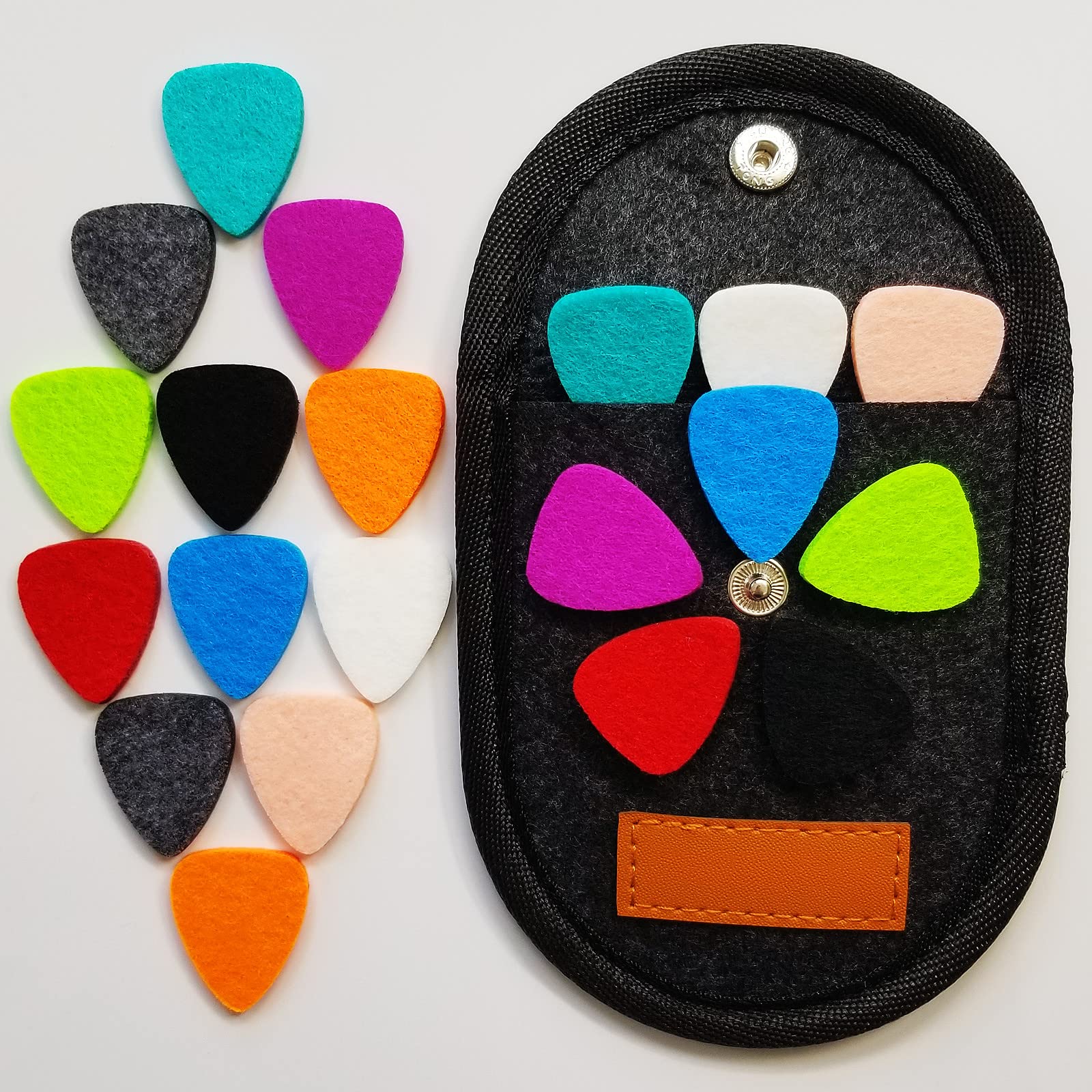 Tpyx 20 Pieces Felt Ukulele Picks with Pick Holder, Easy Grip Felt Picks for Bass, Ukulele, Guitar (Colorful)