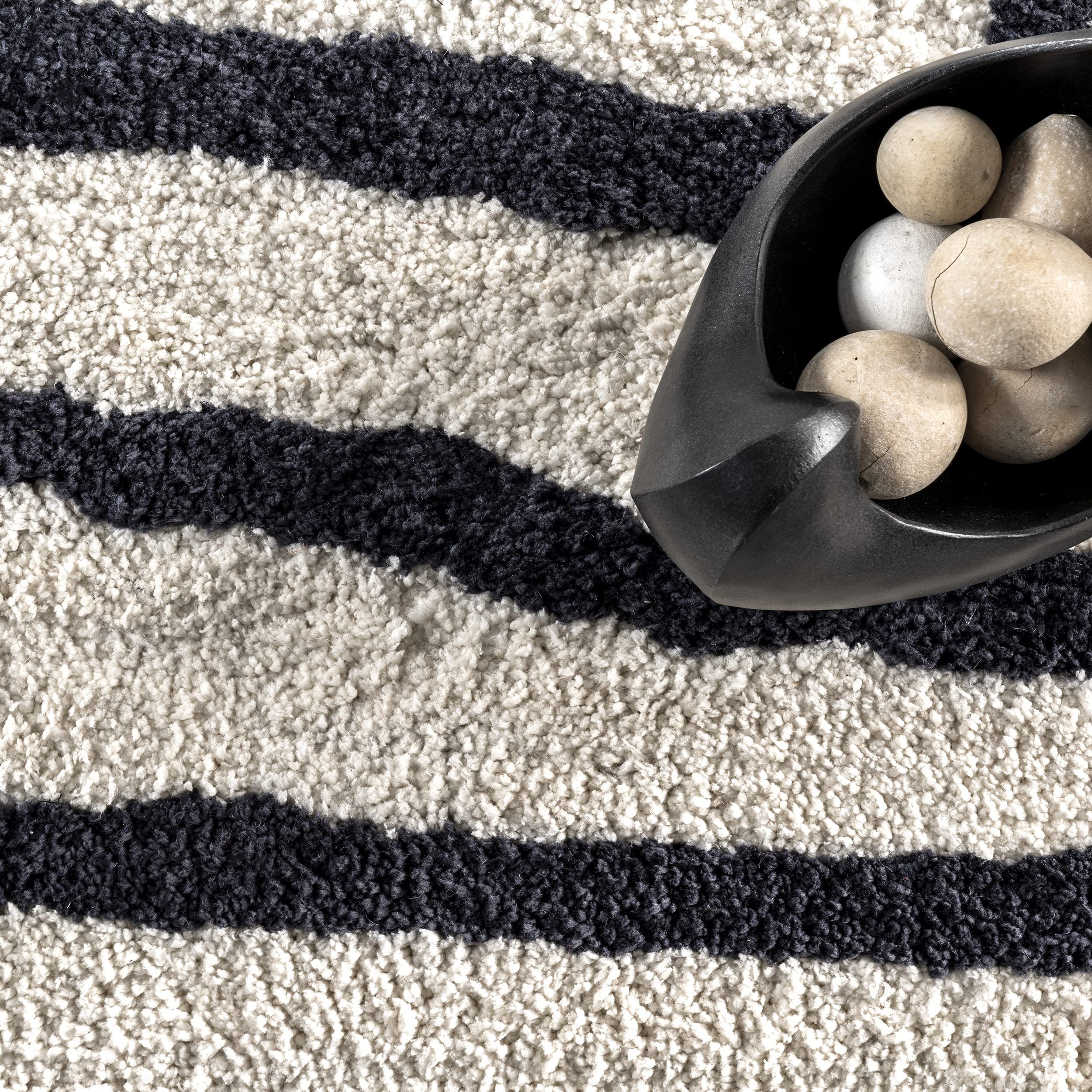nuLOOM Mica Abstract Circles Shag Area Rug, 8x10, Ivory