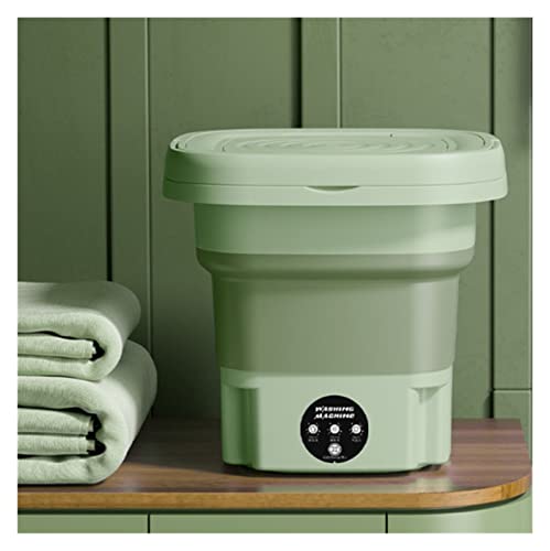 Powerful portable small washing machine 8L Household Small Folding Washing Machine Student Dormitory Underwear Socks Mini Washing Machine Portable Washing Bucket Gift (Color : Green)
