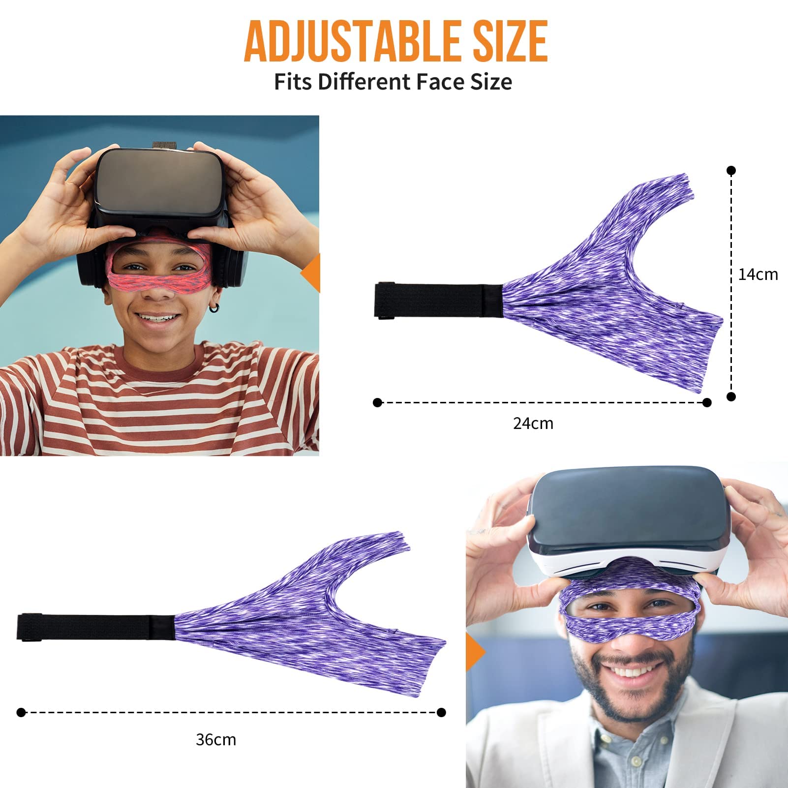 VR Mask for Oculus Quest 2 Accessories,Oculus Sweat Guard for Quest 2,VR Oculus Face Cover with Adjustable Sizes HMD Padding VR Sweat Band(3pcs)