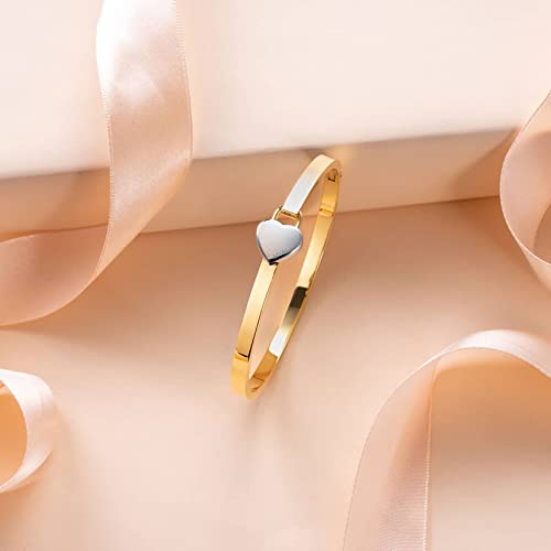 MVMT Heartlock Bangle Women's Gold Silver Bracelet