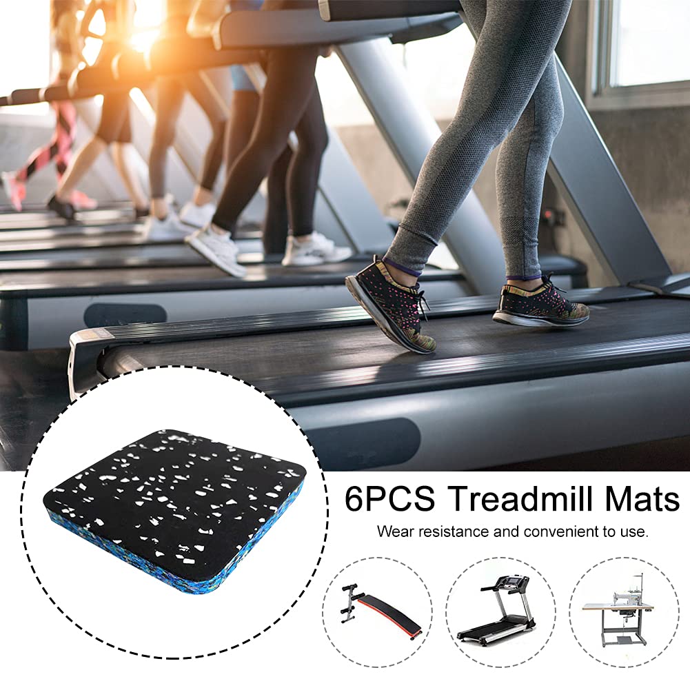 Treadmill Mat, Exercise Equipment Mat with High Density Rubber, Sound Insulation Protective Anti-Slip Treadmill Pad for Hardwood Floors & Carpets(4pcs Blue)