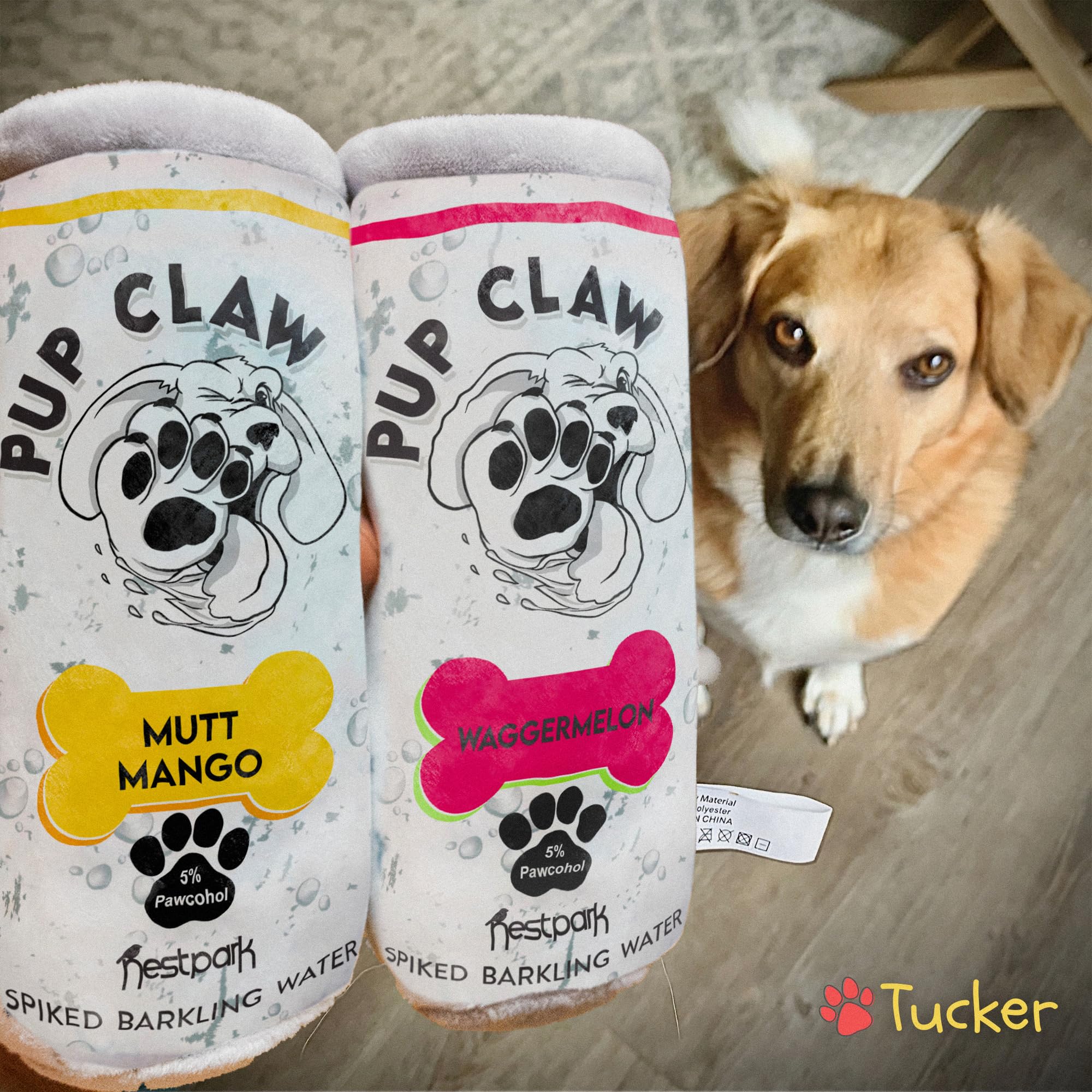 Nestpark Pup Claw Dog Toys - Funny Cute Plush Dog Toys with Squeaker - Parody (2 Pack) (Tropical Pack)