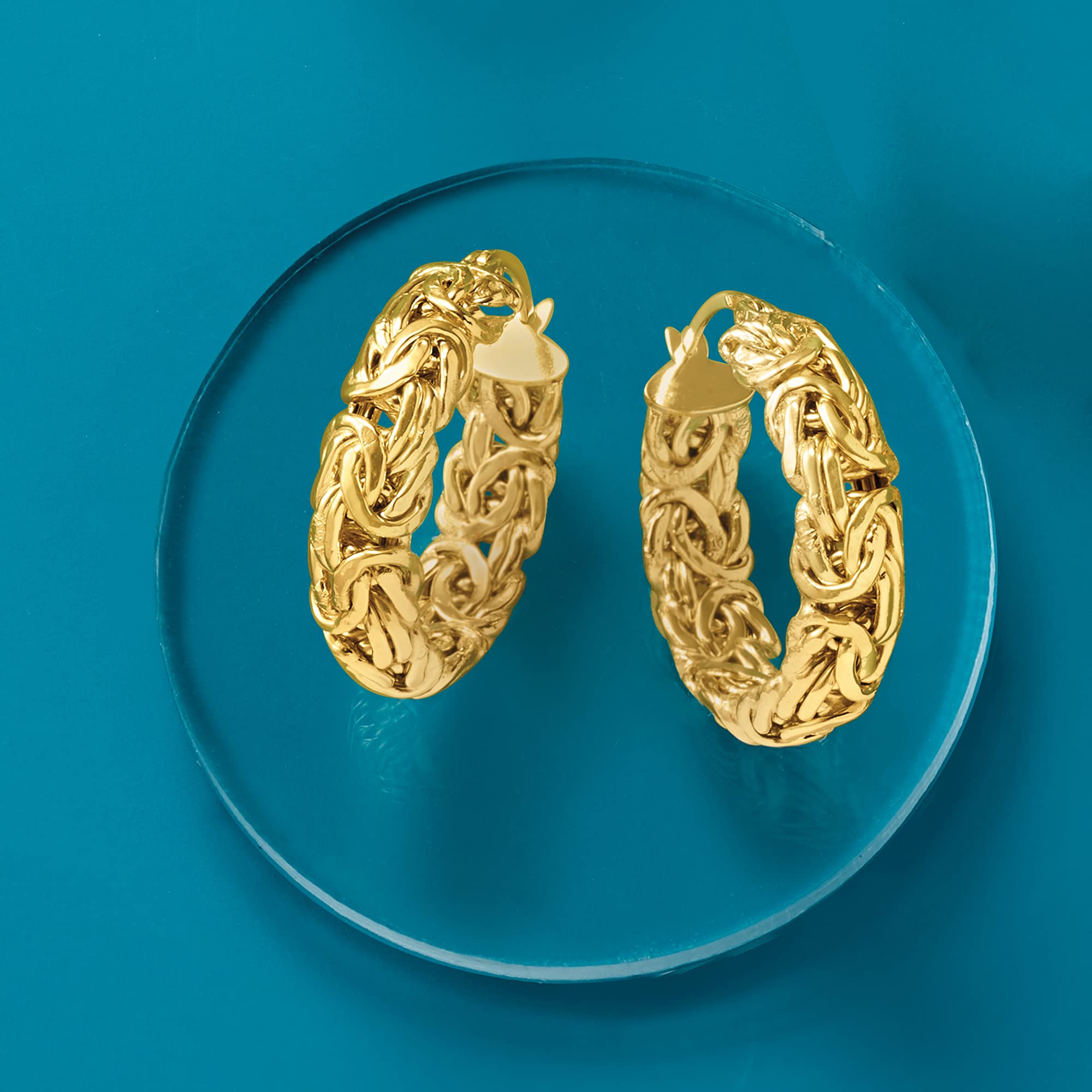 Ross-Simons 18kt Gold Over Sterling Small Byzantine Hoop Earrings