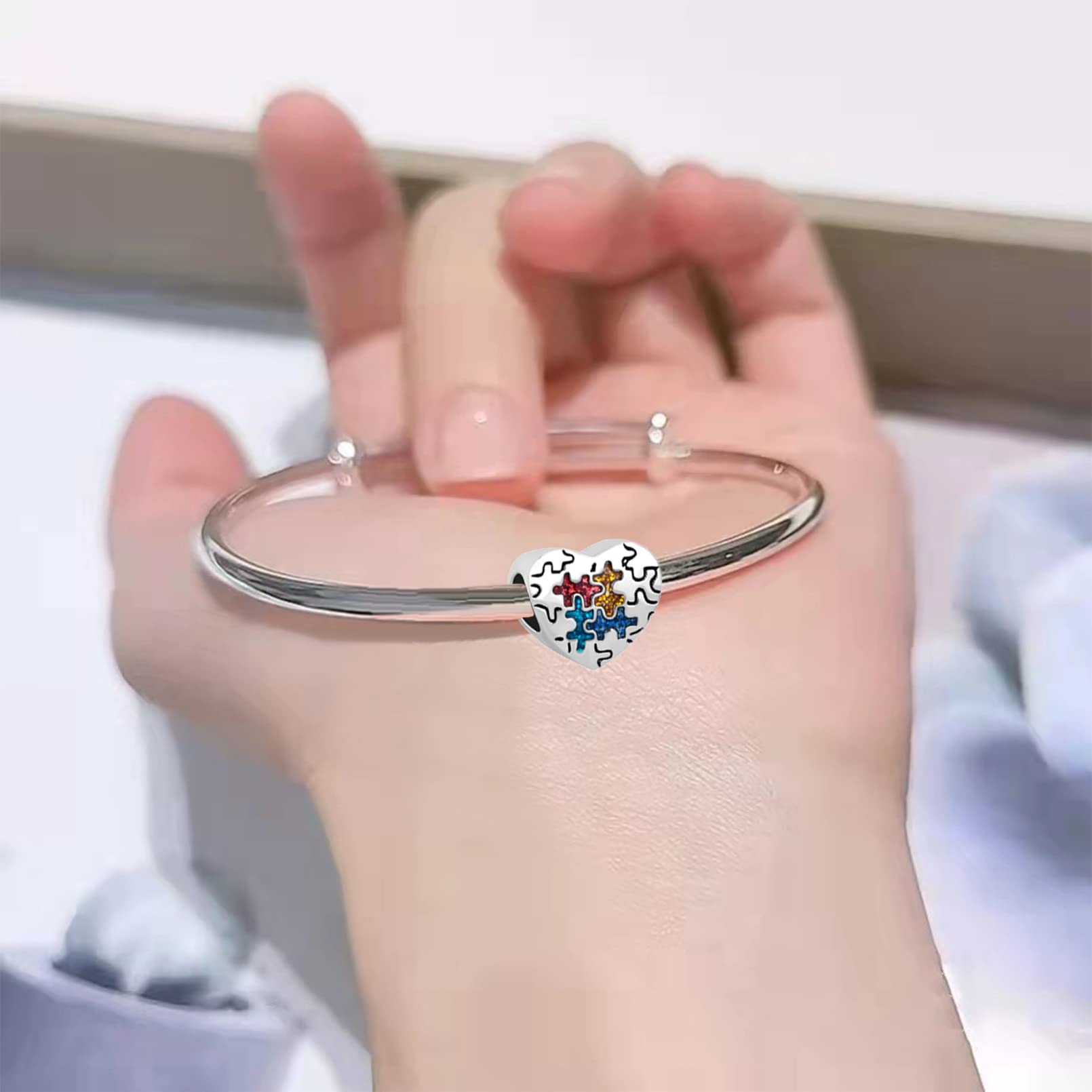 TGLS Heart Jigsaw Puzzle Autism Awareness Charm Compatible With Pandora Charms Bracelets